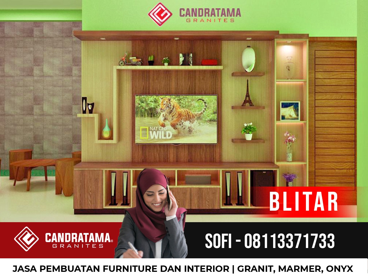 Jasa Pembuatan Backdrop Resepsionis Kantor Minimalis Blitar Kediri