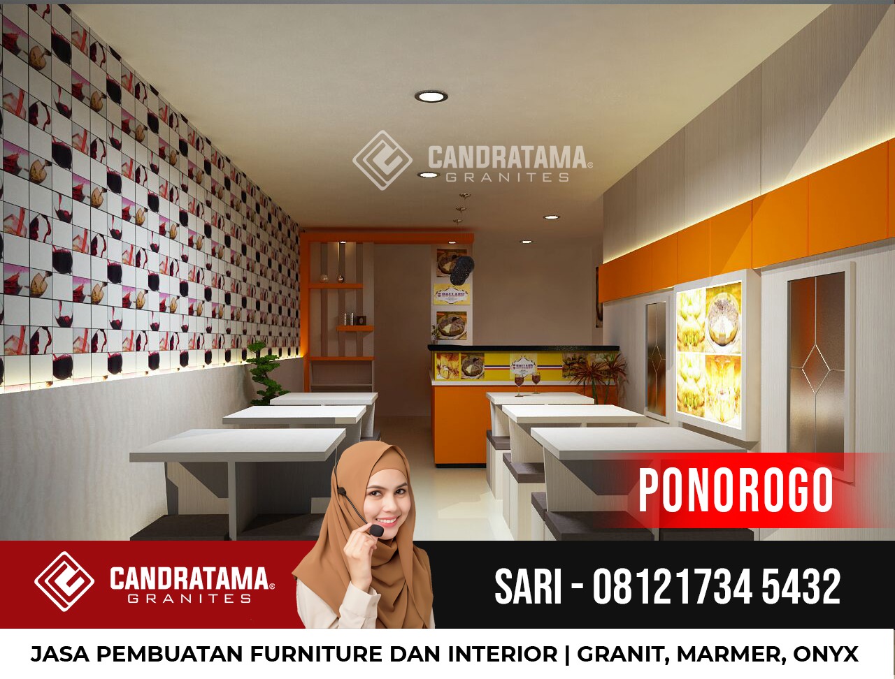 Backdrop Resepsionis Kantor Minimalis Ponorogo,Kediri 0812 1734 5432