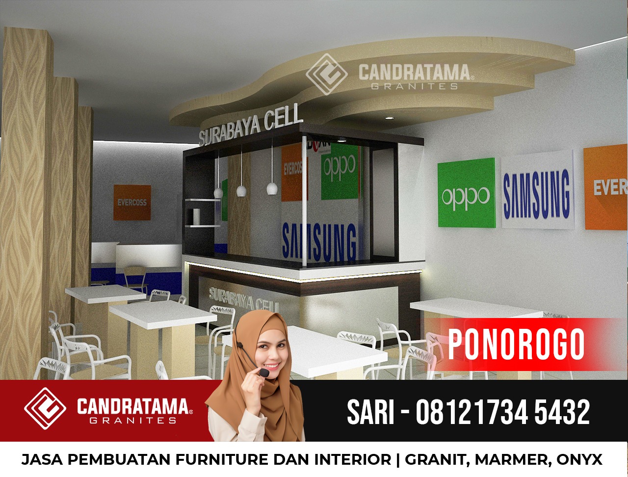 Backdrop Resepsionis Kantor Minimalis Ponorogo,Kediri 0812-1734-5432