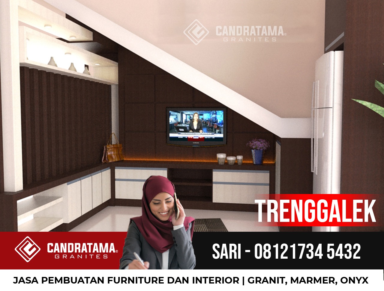 Desain Interior Backdrop Resepsionis Kantor Trenggalek 081217345432