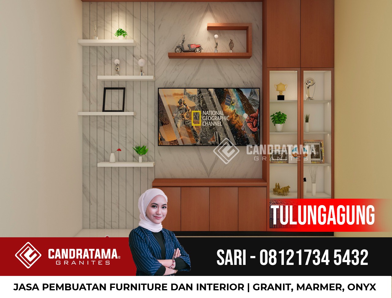 DESAIN INTERIOR BACKDROP RESEPSIONIS TULUNGAGUNG