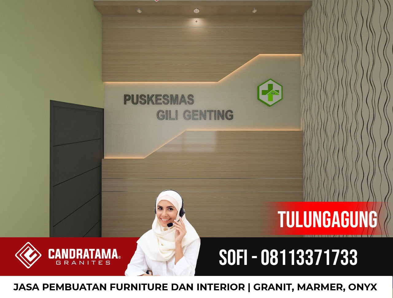 HARGA BACKDROP RESEPSIONIS KANTOR MINIMALIS KEDIRI