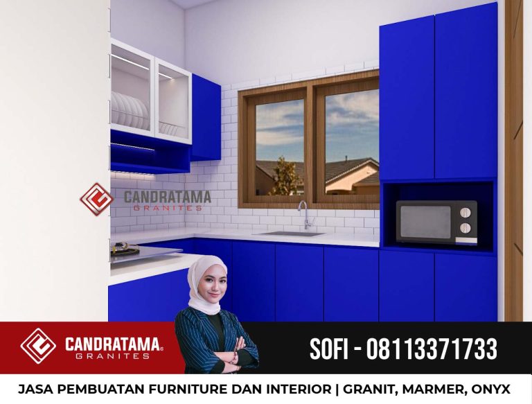 Kitchen Set Minimalis Warna Biru Elegan di Nganjuk